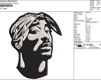 Tupac Embroidery File - Etsy