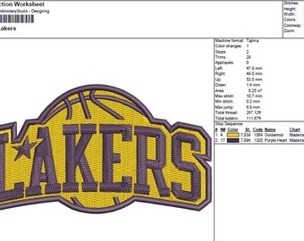 Lakers Embroidery Design - Etsy