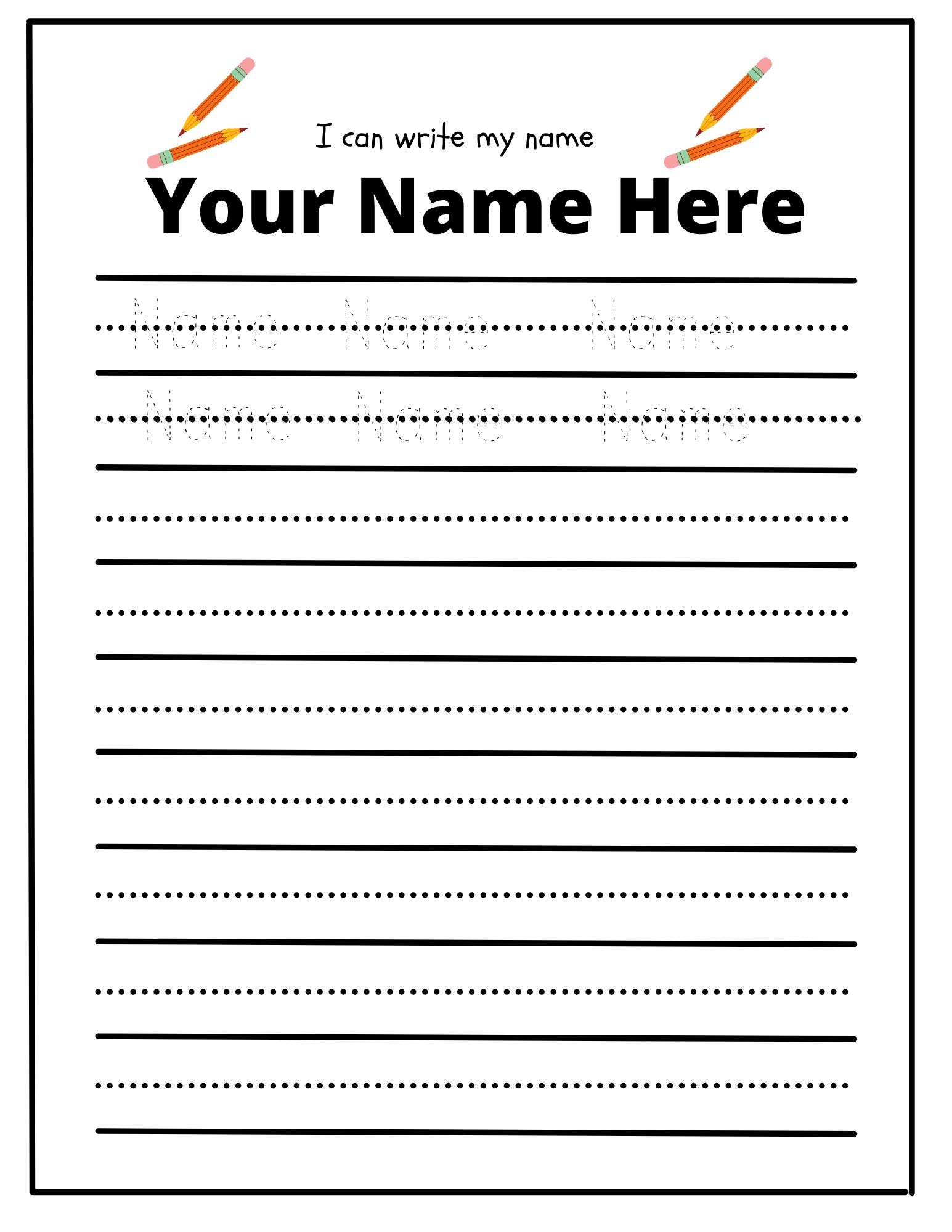 Personalized Name Writing Tracing Templates- Practice Handwriting of ...