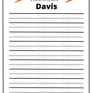 Personalized Name Writing Tracing Templates- Practice Handwriting of ...