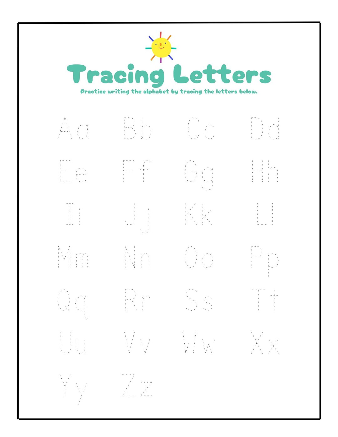 Traceable Worksheet- Learn to Write Abcs - Etsy