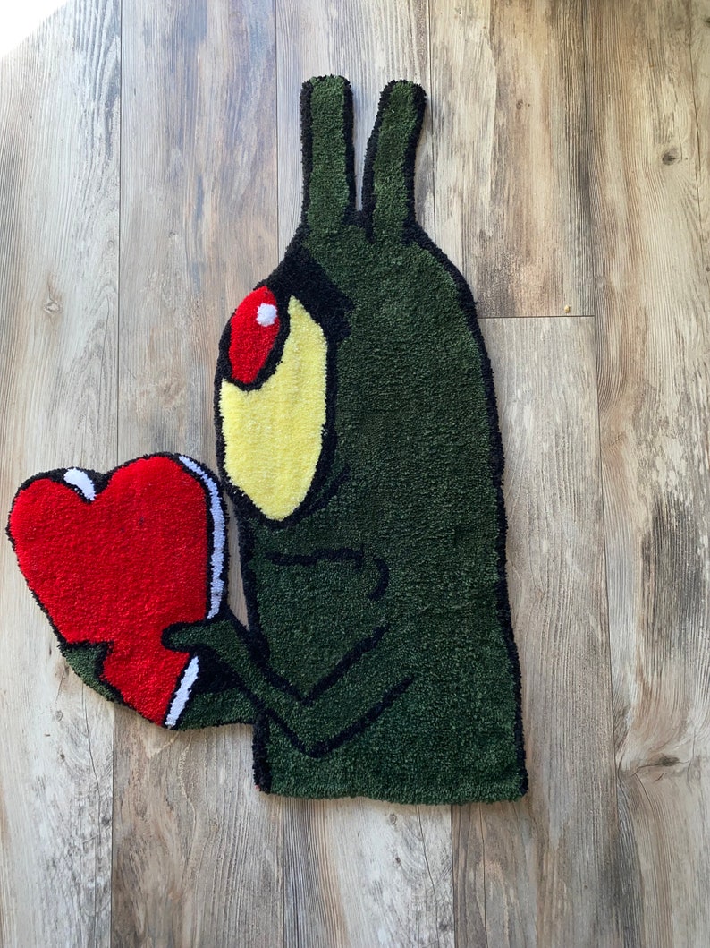 Plankton Holding Red Heart Custom Tuft Rug - Etsy