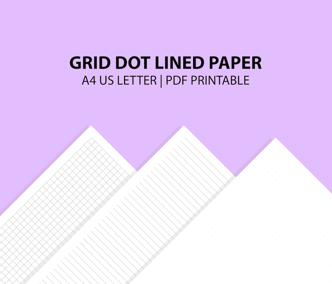 Grid Dot Lined Paper A4 US Letter Size, Printable Writing Paper Blank ...