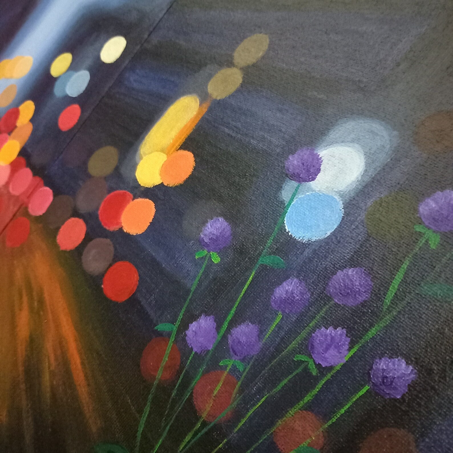 Original Bokeh Cityscape Painting: Red Lights Diptych Art - Etsy