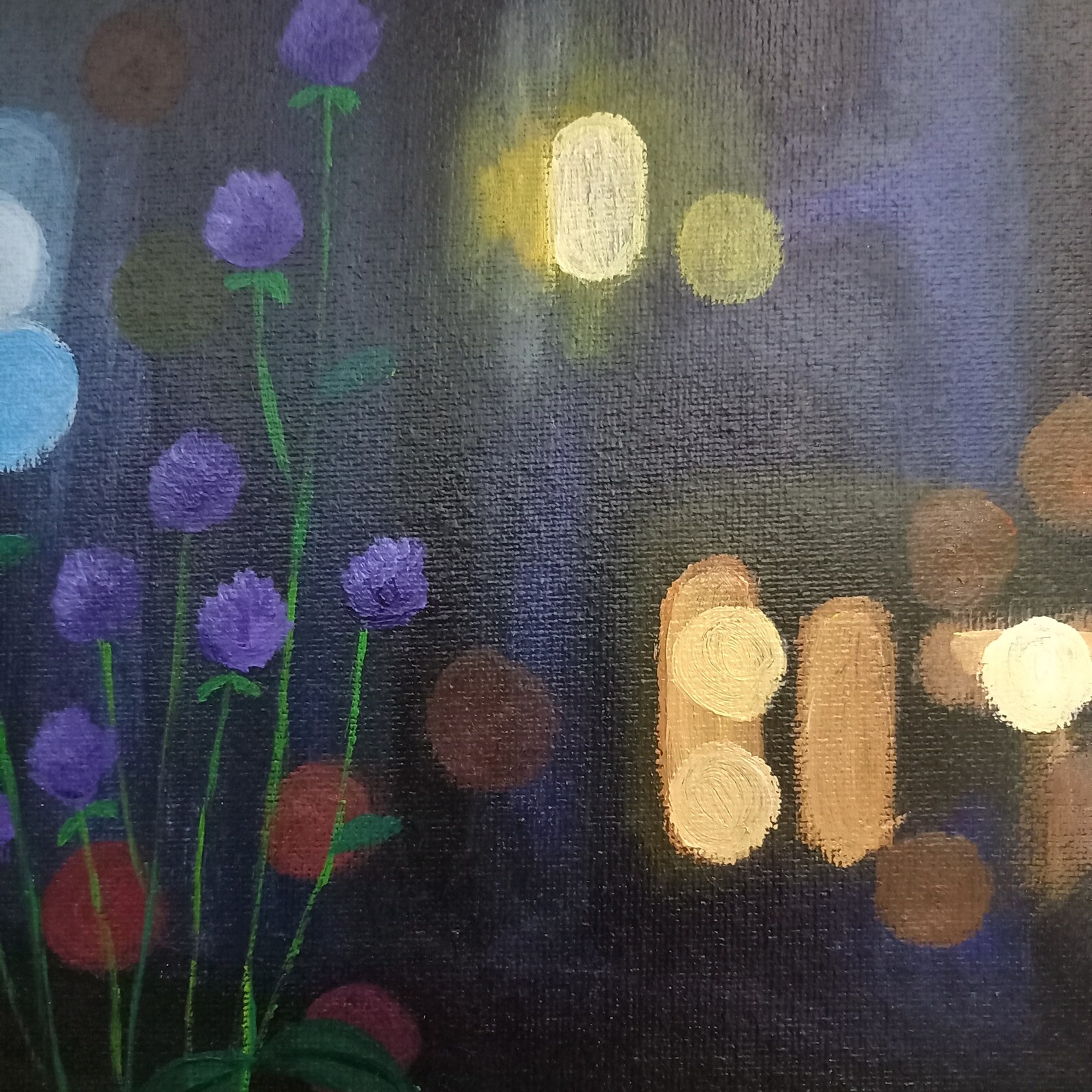 Original Bokeh Cityscape Painting: Red Lights Diptych Art - Etsy