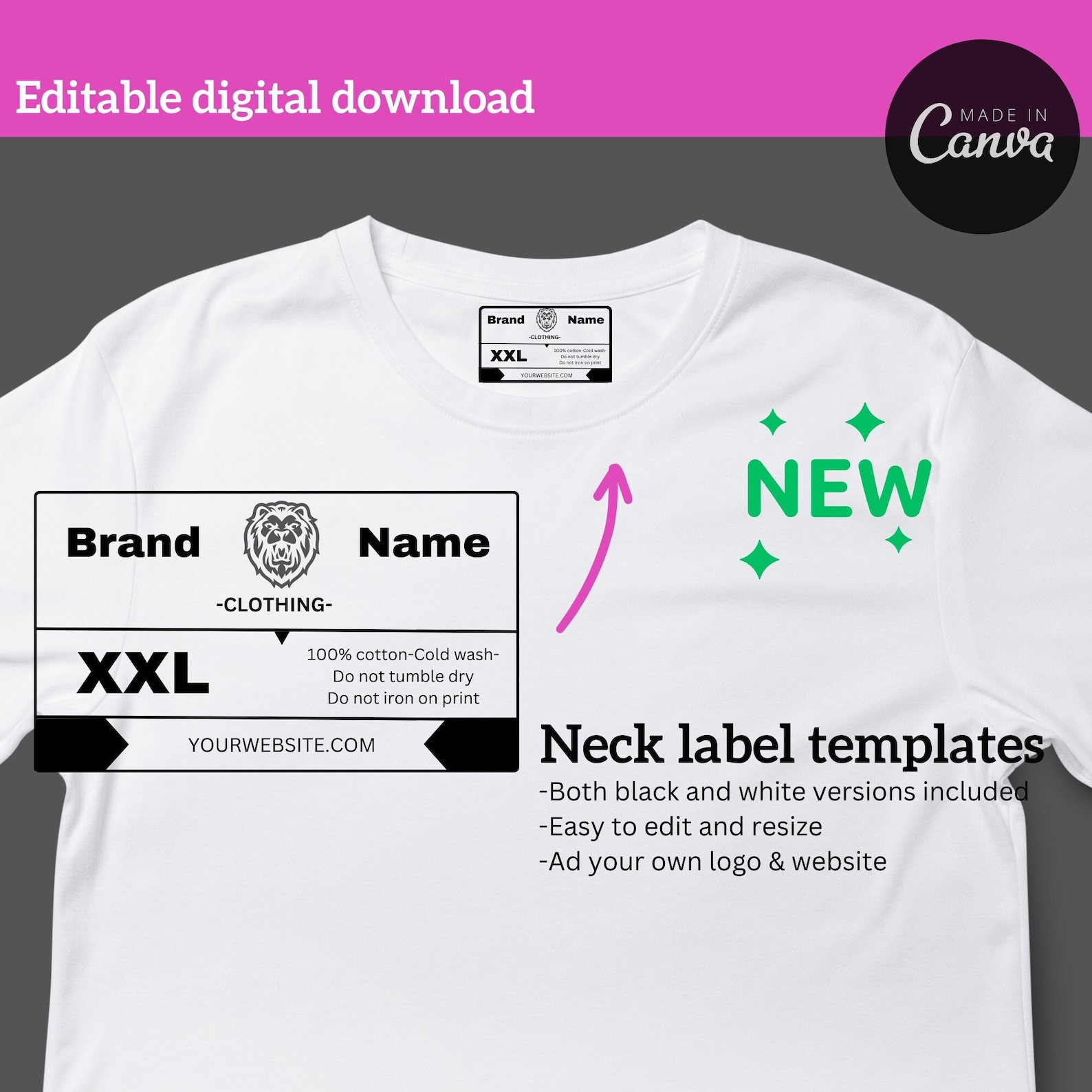 Unique Clothing Tag Template Neck Labels Template for T-shirts Tagless ...