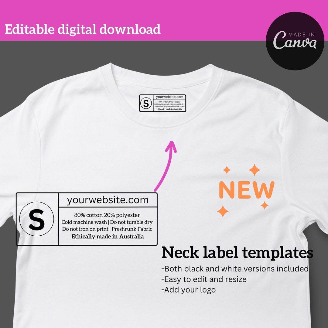 Custom Clothing Tag | Neck Label for T-shirts | Editable Tag Template ...