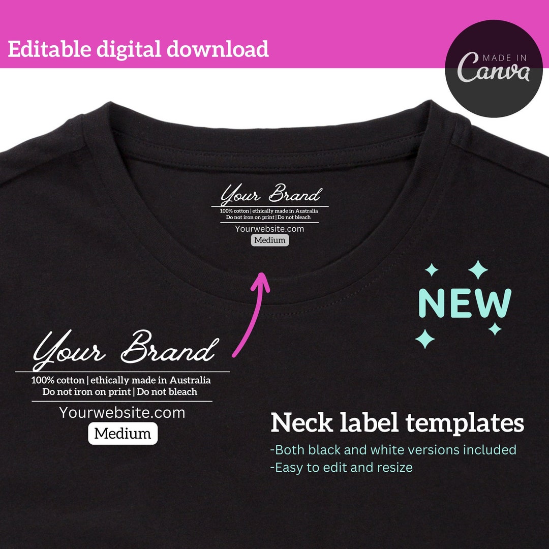 Editable Clothing Neck Label Template: Custom Shirt Tag (CANVA Template ...