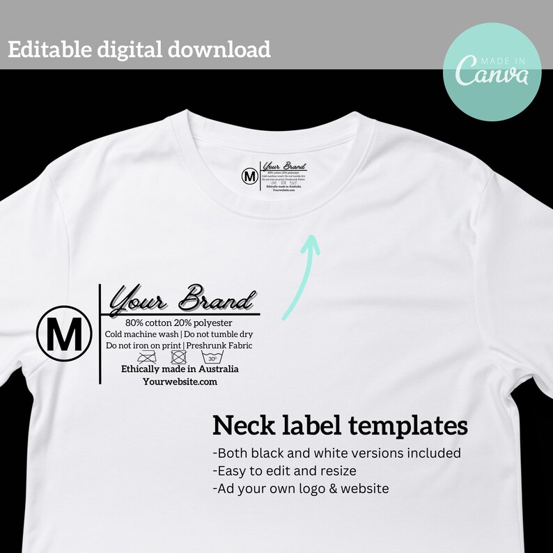 Neck Lable Template Canva | T-shirt Tag Template | Washing Laundry ...