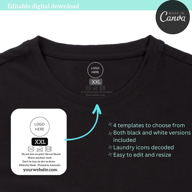 Neck Label Template for Clothing Brand | T-shirt Tag | Custom Clothing ...