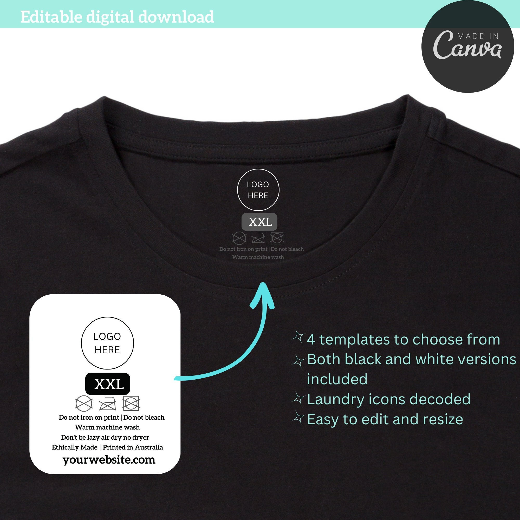 Neck Label Template for Clothing Brand | T-shirt Tag, Custom Clothing ...