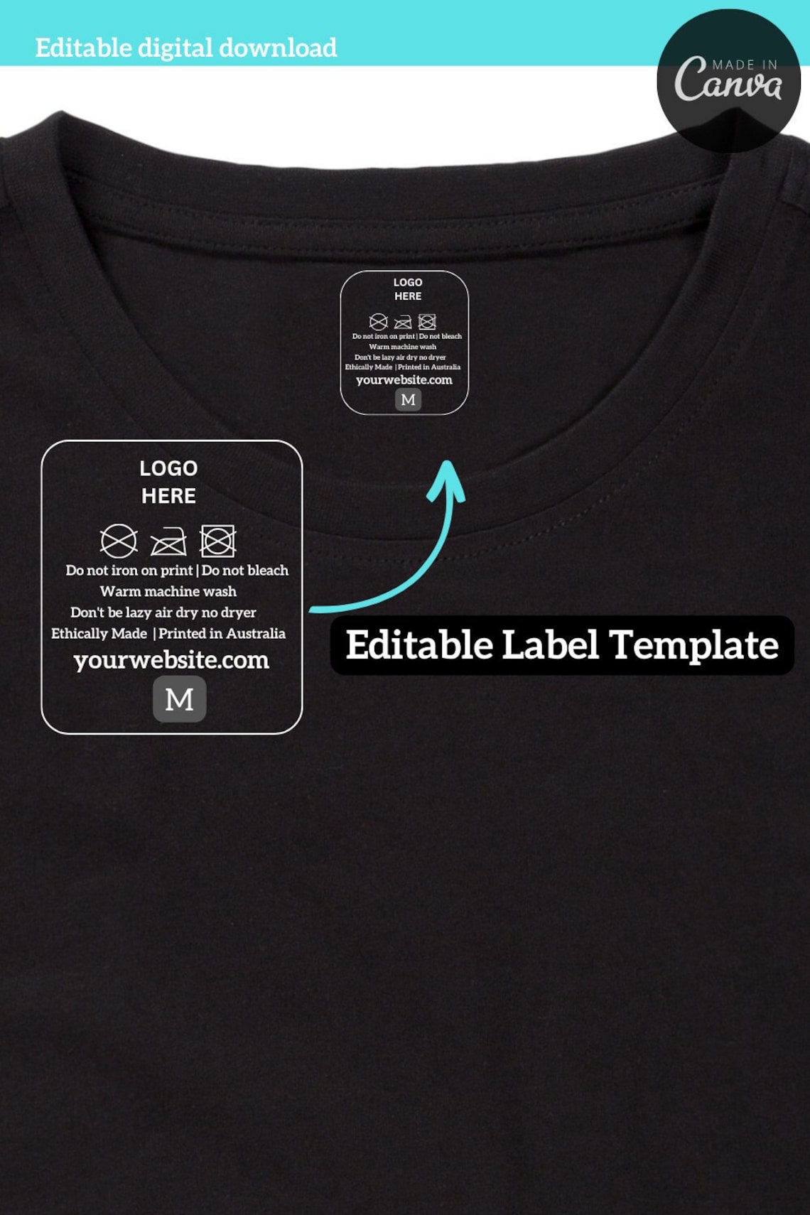 Shirt Tag Template, Custom Clothing Label, Tag Less Clothing Label ...