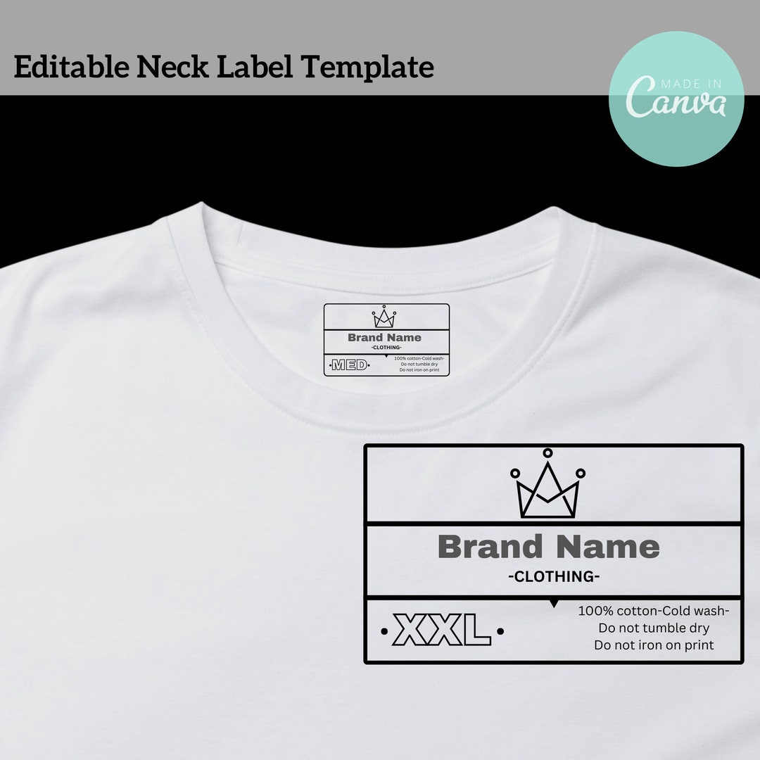 Neck Label Template Tagless Tag Canva Template Clothing - Etsy