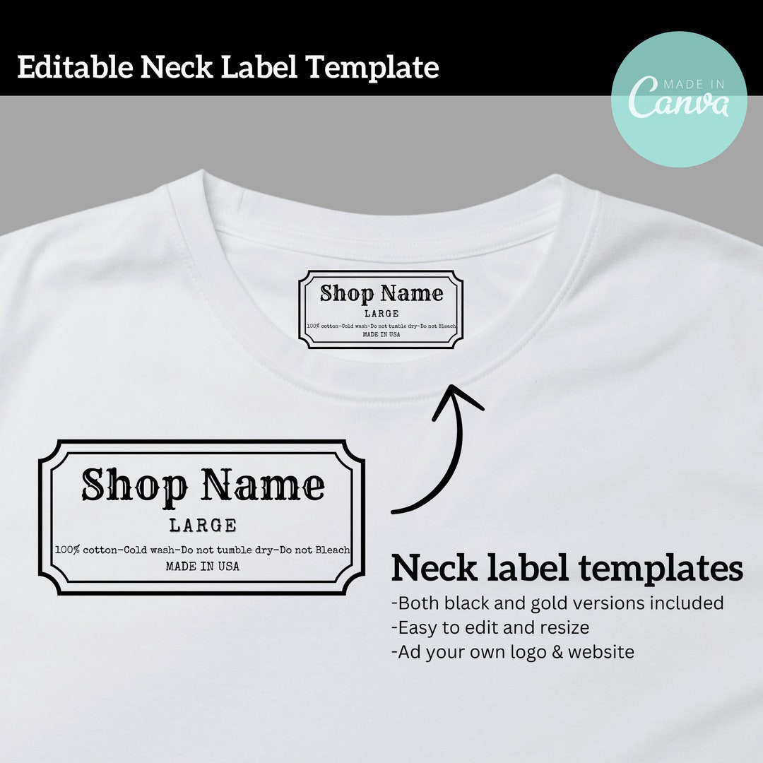 Clothing Neck Label Template: Vintage Style Garment Tag (CANVA Template ...