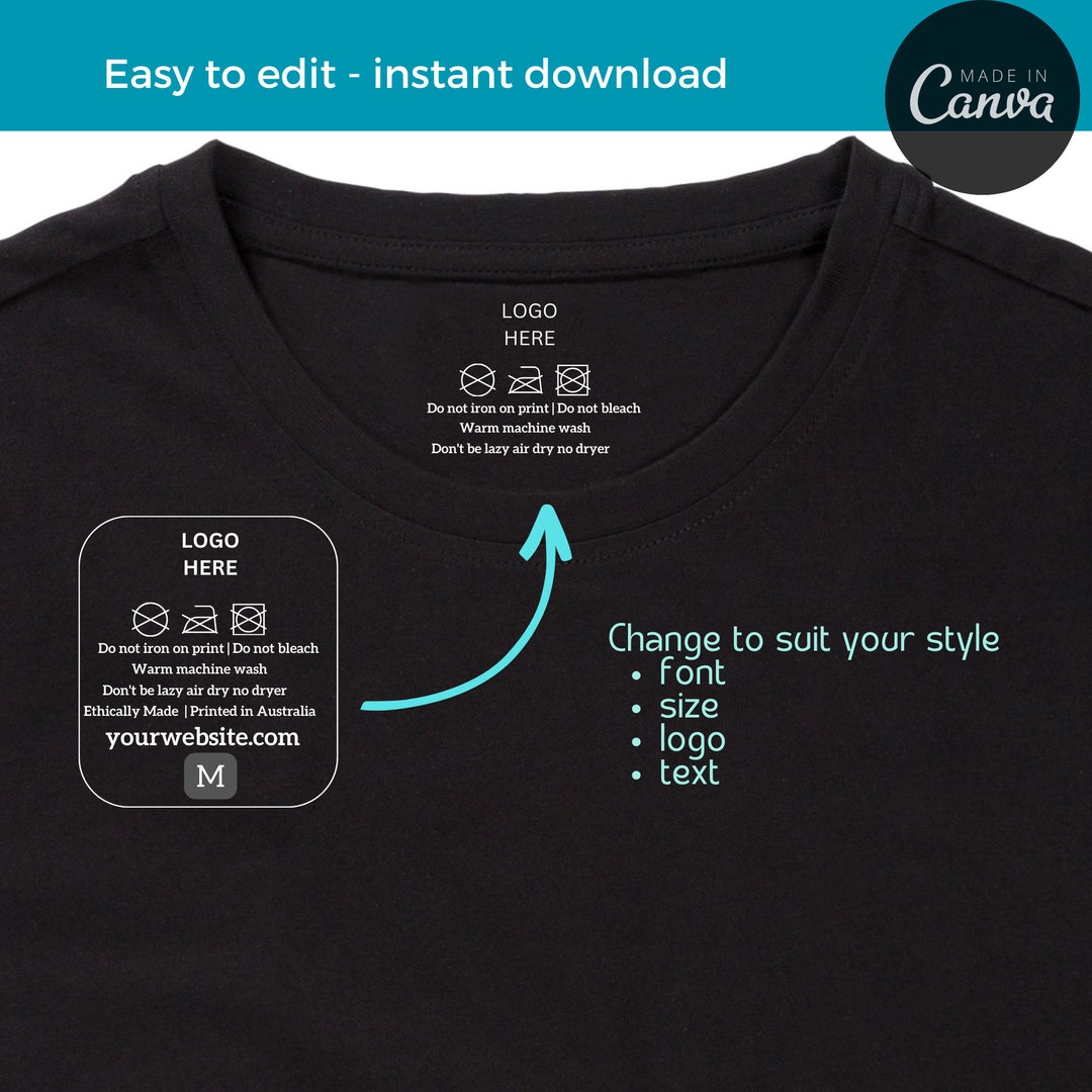 Shirt Tag Template, Custom Clothing Label, Tag Less Clothing Label ...