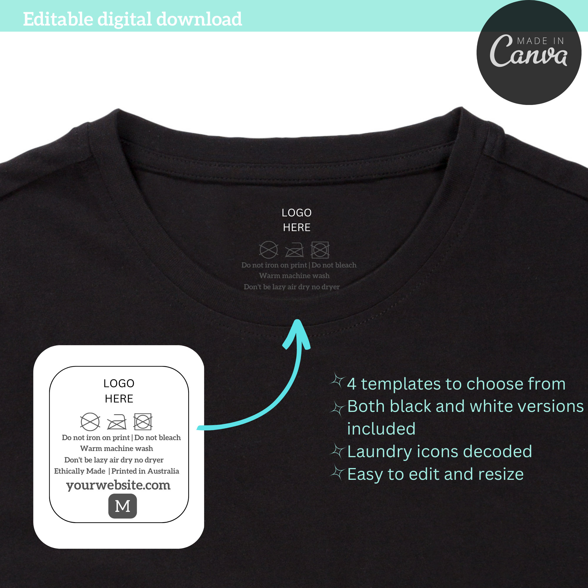 Neck Label Template for Clothing Brand | T-shirt Tag, Custom Clothing ...