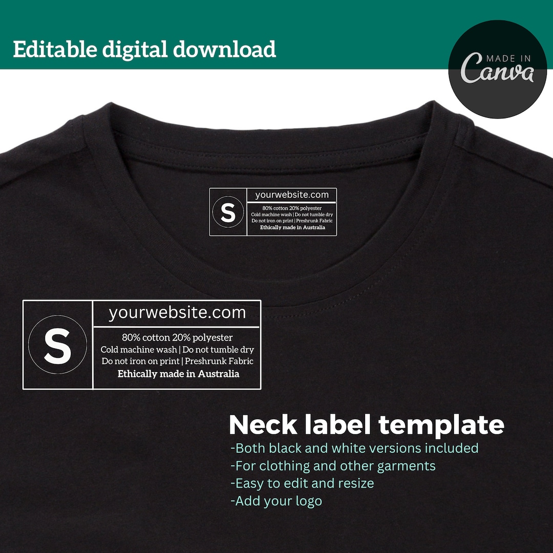 Editable Template for Neck Labels/tagless Labels for Clothing - Etsy