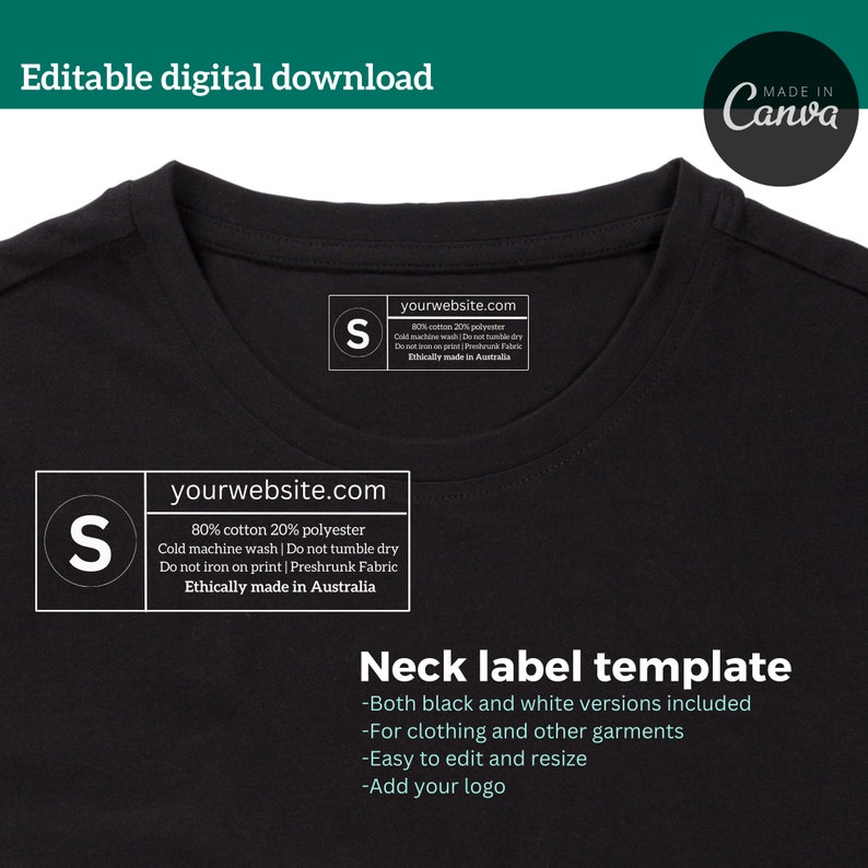 Editable Template for Neck Labels/tagless Labels for Clothing - Etsy