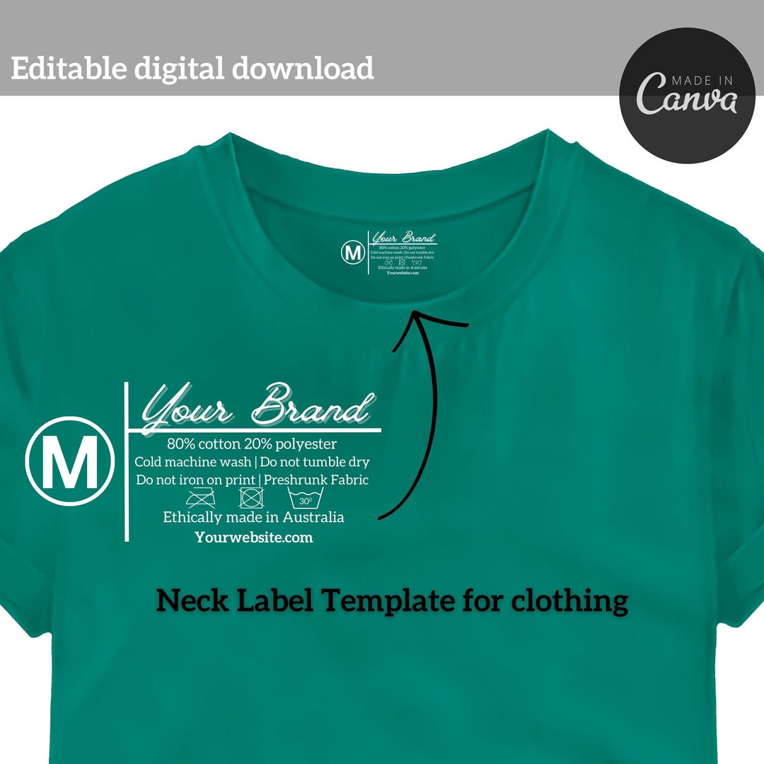 T-shirt Neck Label Template Canva: Laundry Care Instructions (digital ...