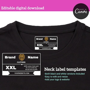 Editable Clothing Tag Template | Neck Labels for T-shirts - Etsy