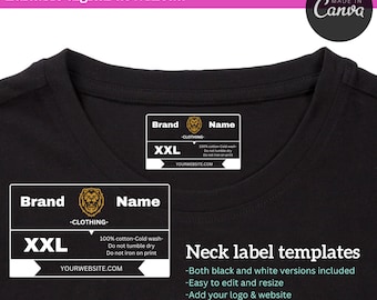 Editable Clothing Tag Template | Neck Labels for T-shirts - Etsy