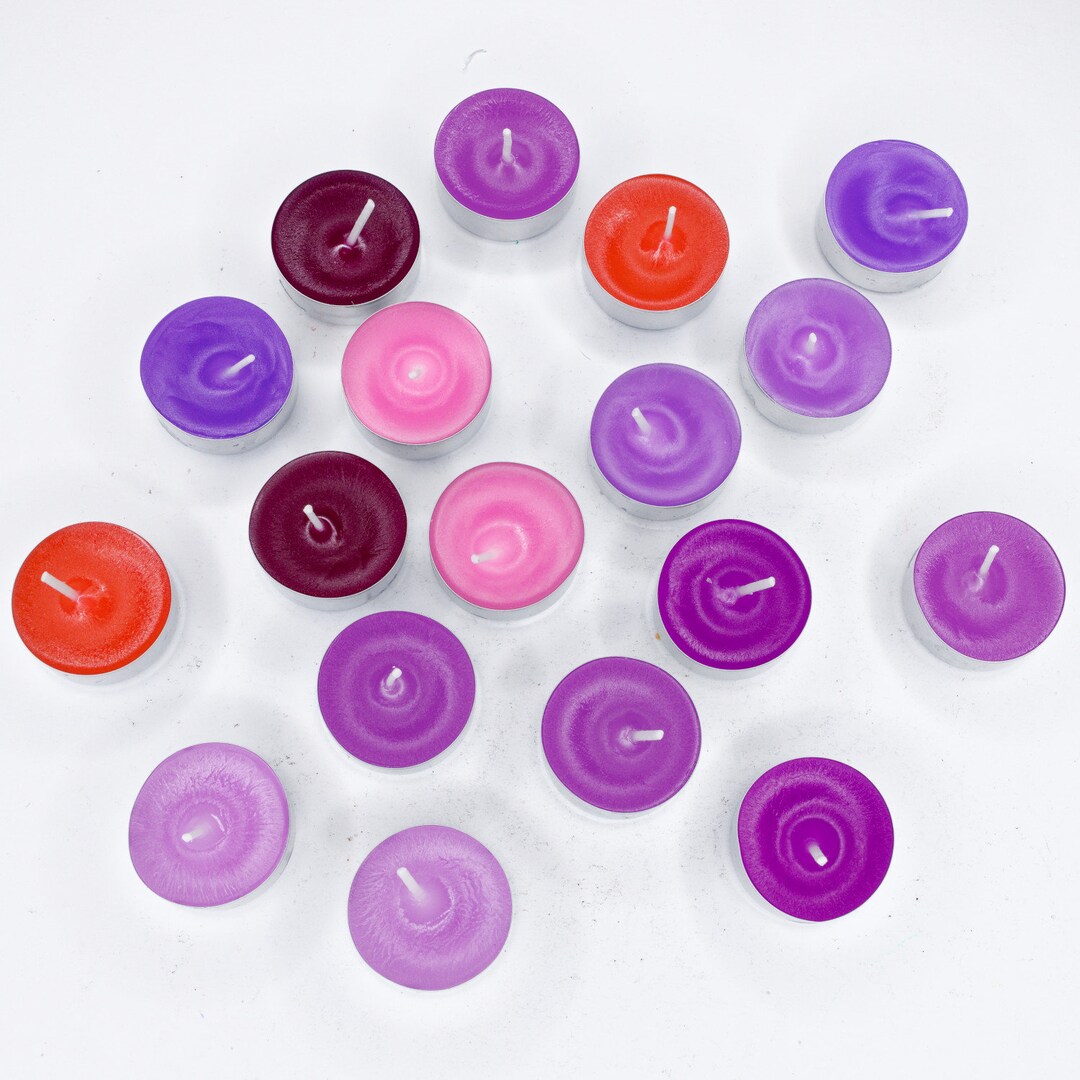 16 Tealights in 8 Different Shades of Purple-pink, 2 per Pack, Solid ...