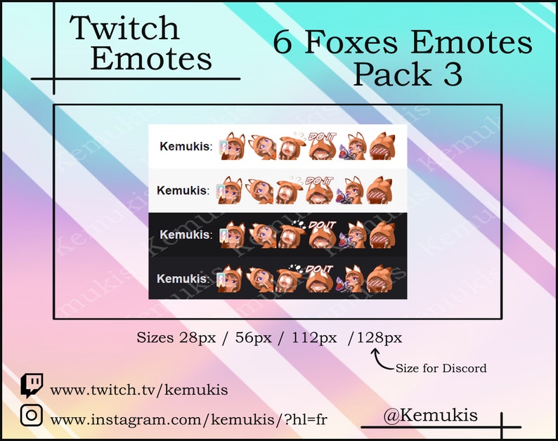 FOX EMOTES (6) | Streaming | Twitch | Discord | Youtube | Cute Fox ...