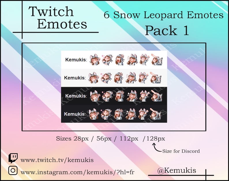 SNOW LEOPARD EMOTES (6) | Streaming | Twitch | Discord | Youtube | Cute ...