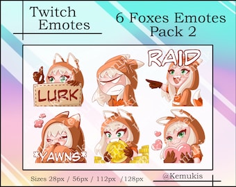 FOX EMOTES (6) | Streaming | Twitch | Discord | Youtube | Cute Fox ...