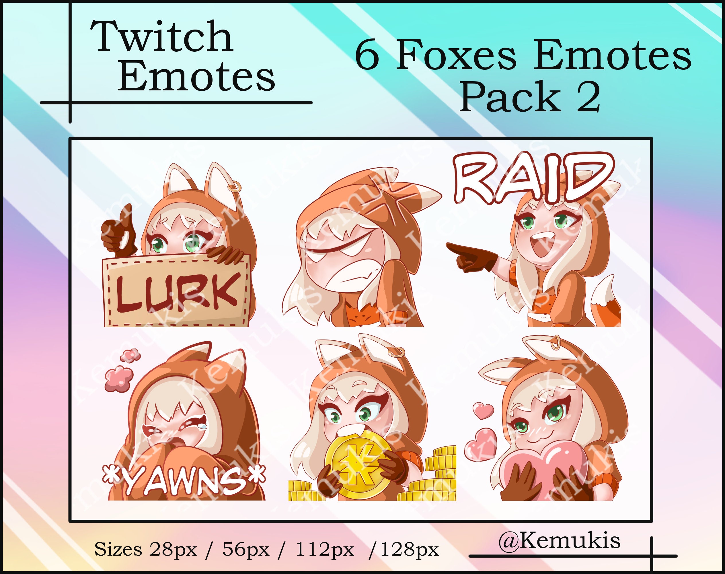 FOX EMOTES (6) | Streaming | Twitch | Discord | Youtube | Cute Fox ...