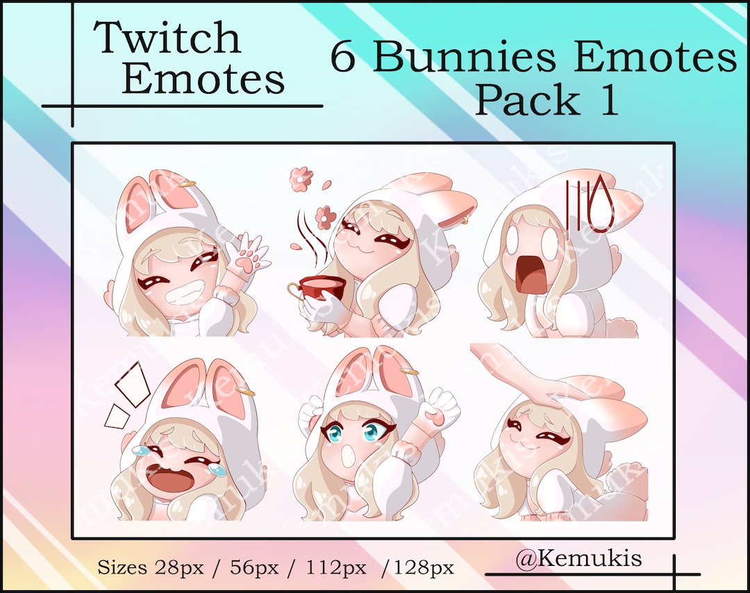 BUNNY EMOTES (6) | Streaming | Twitch | Discord | Youtube | Cute Rabbit ...