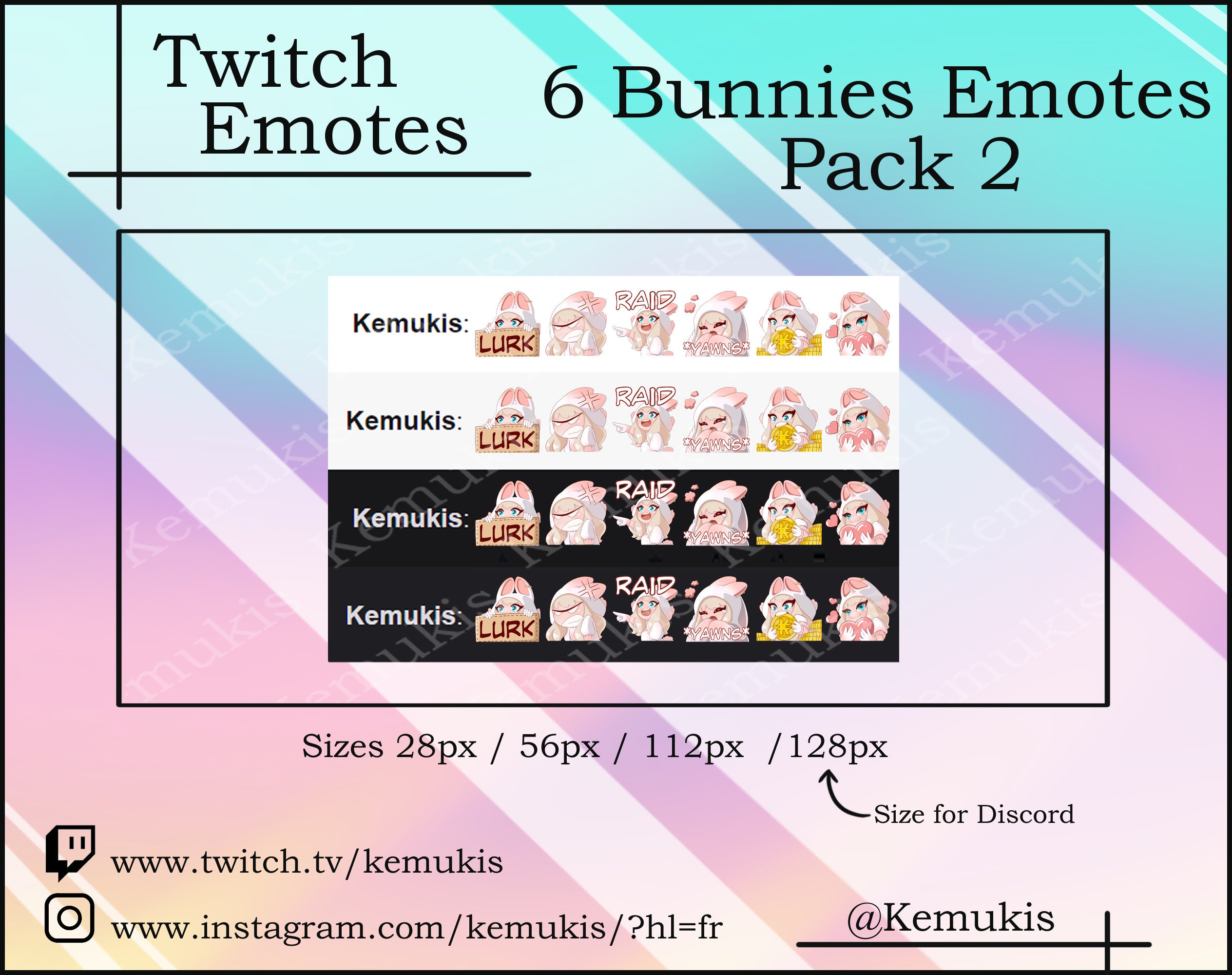 BUNNY EMOTES (6) | Streaming | Twitch | Discord | Youtube | Cute Rabbit ...