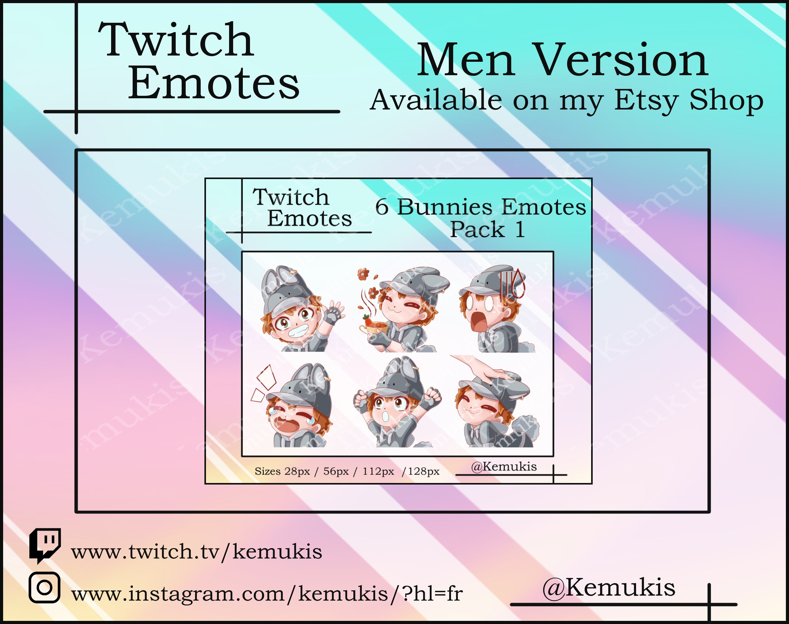 BUNNY EMOTES (6) | Streaming | Twitch | Discord | Youtube | Cute Rabbit ...