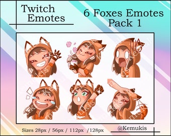 FOX EMOTES (6) | Streaming | Twitch | Discord | Youtube | Cute Fox ...