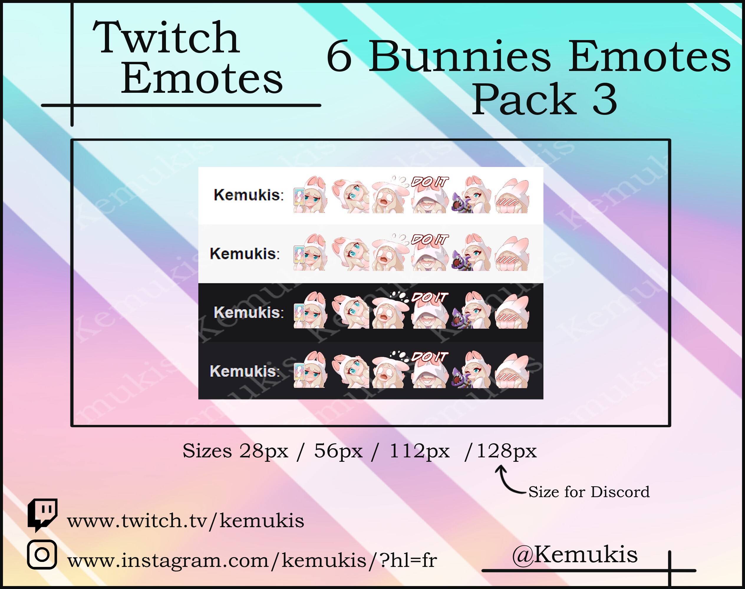 BUNNY EMOTES (6) | Streaming | Twitch | Discord | Youtube | Cute Rabbit ...