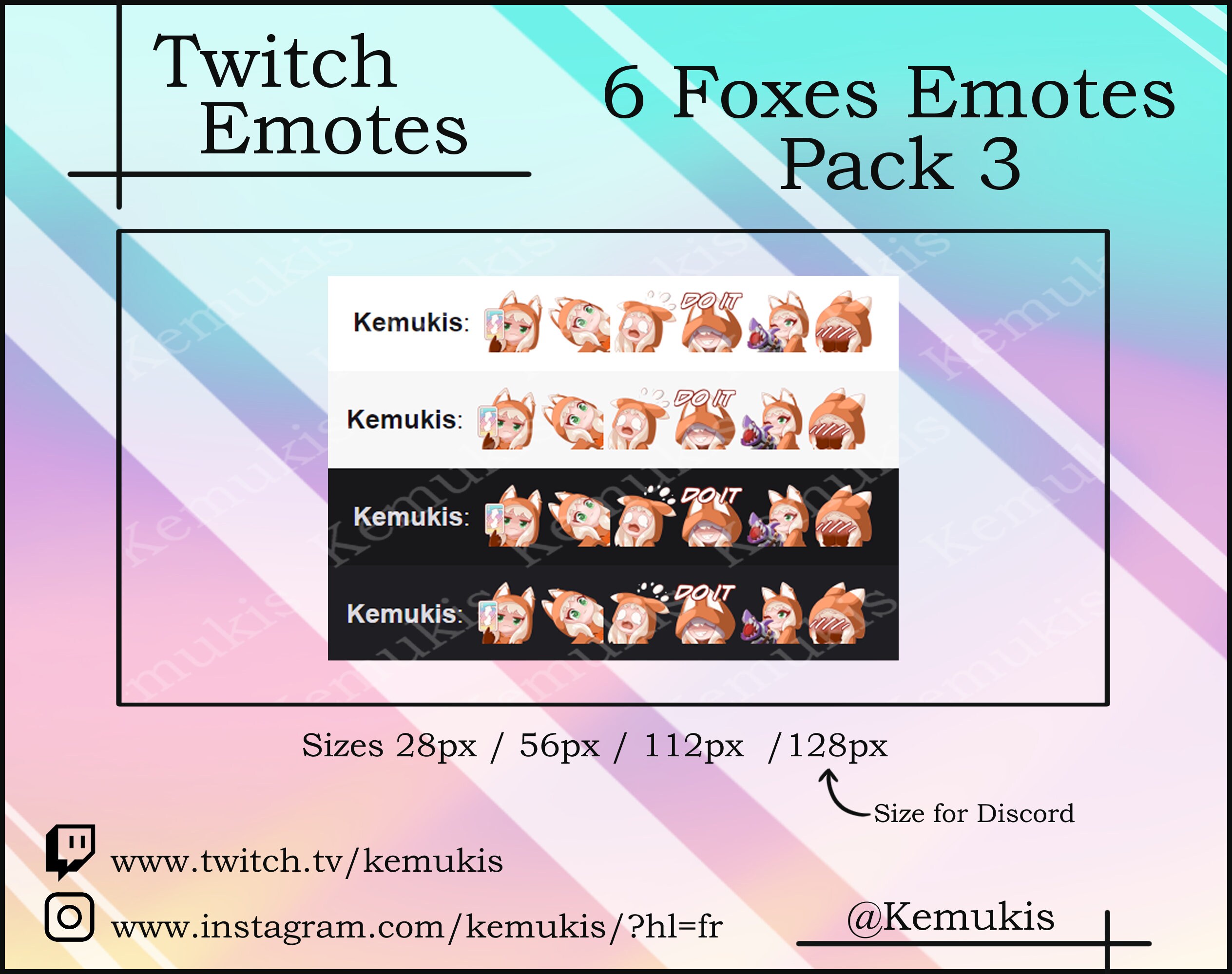 FOX EMOTES 6 Streaming Twitch Discord Youtube Cute Fox Emoji Pack PACK3 ...