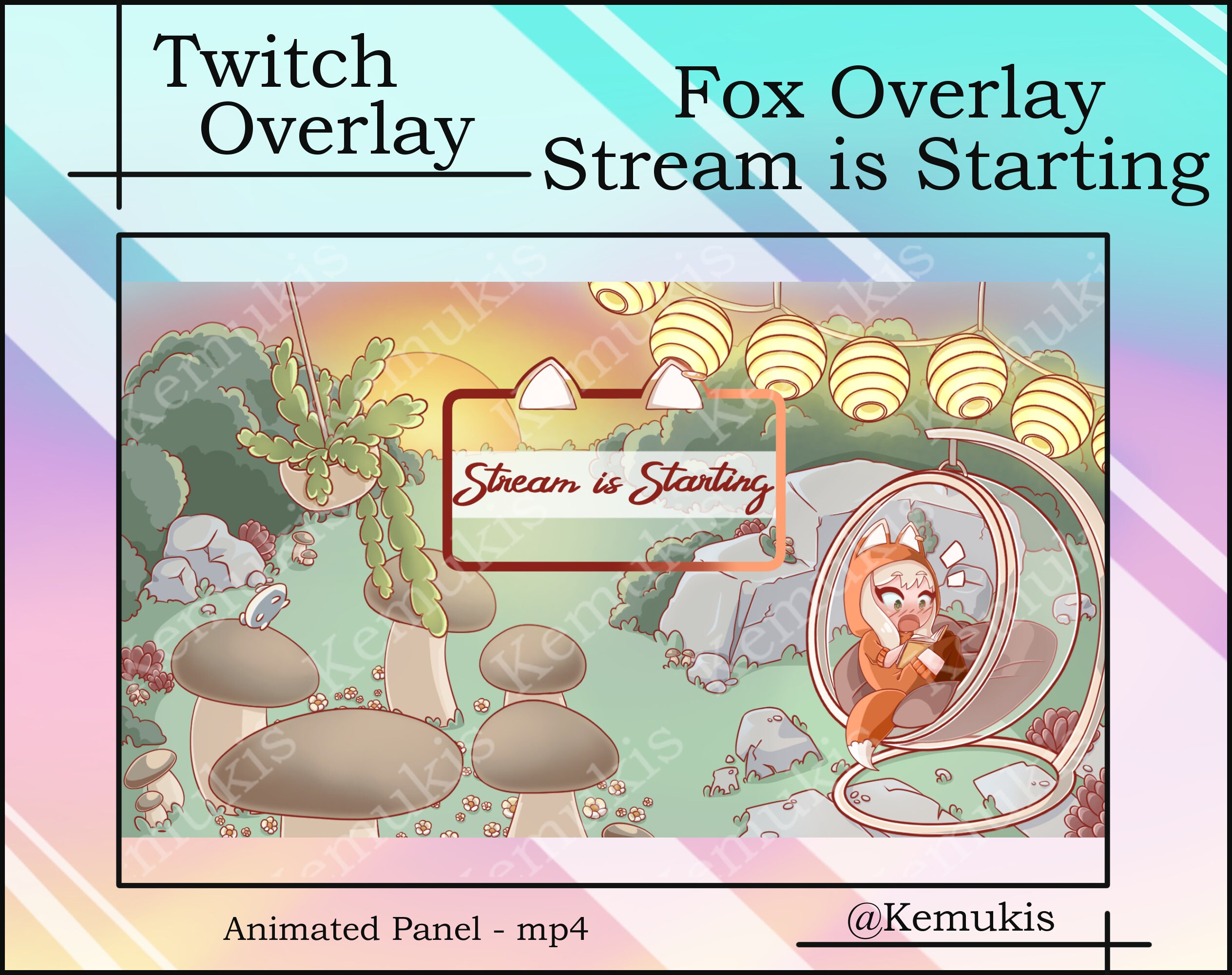 OVERLAY TWITCH, Fox Girl With Blond Hair and Green Eyes - Etsy