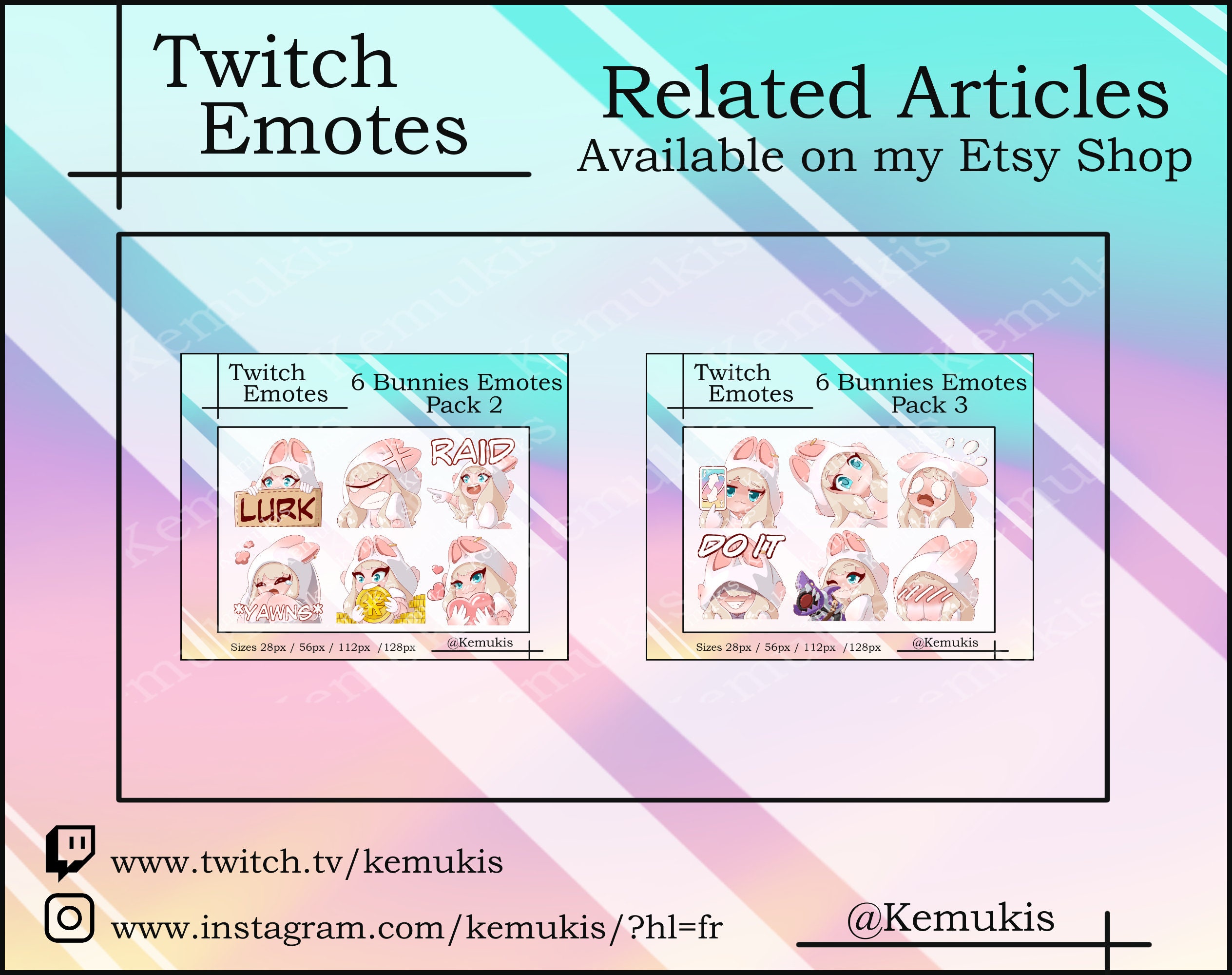 BUNNY EMOTES (6) | Streaming | Twitch | Discord | Youtube | Cute Rabbit ...