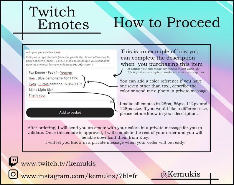 STATIC EMOTES CUSTOM (changeable Hair, Eye and Skin Color) - Etsy