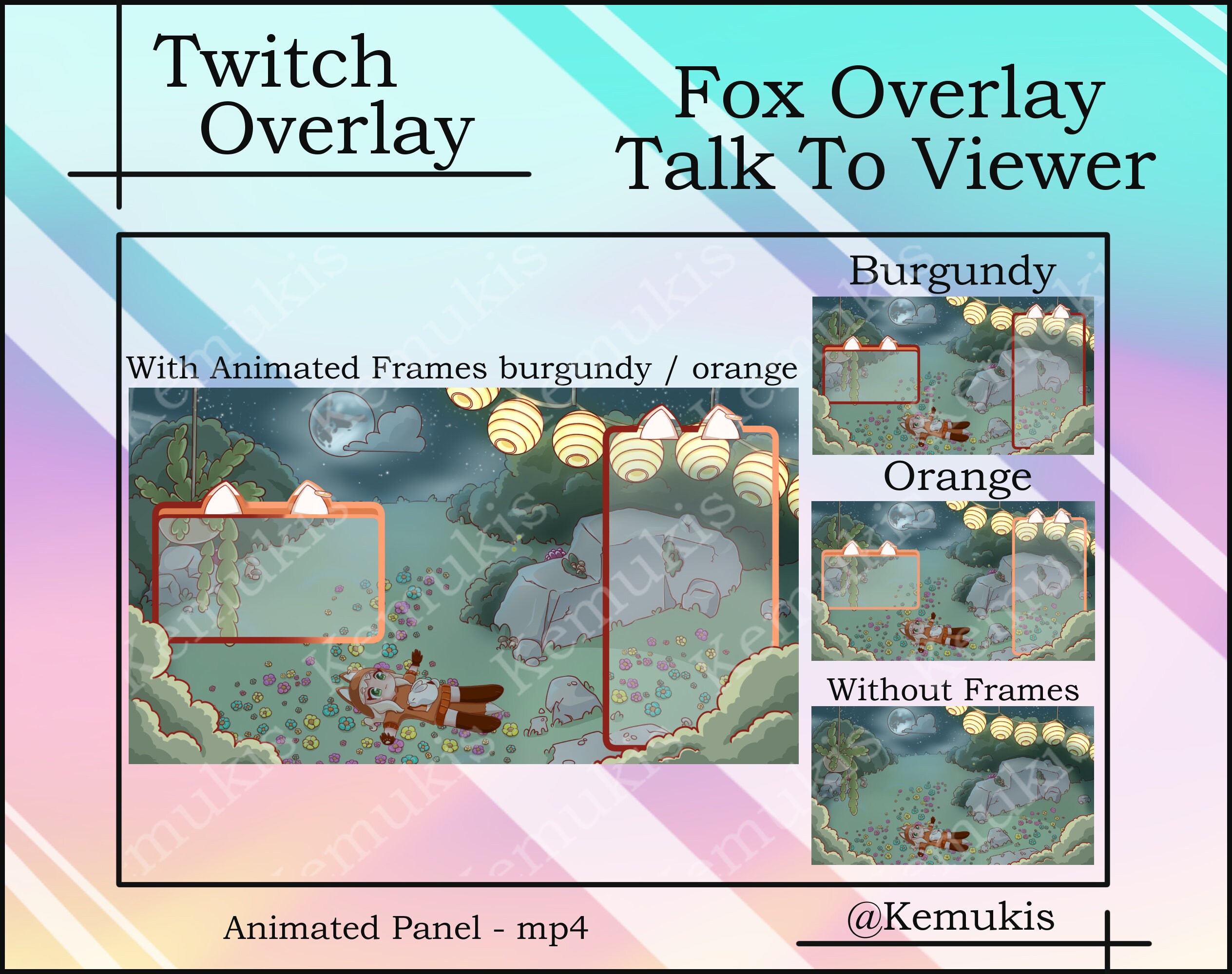 OVERLAY TWITCH, Fox Girl With Blond Hair and Green Eyes - Etsy