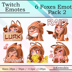FOX EMOTES (6) | Streaming | Twitch | Discord | Youtube | Cute Fox ...