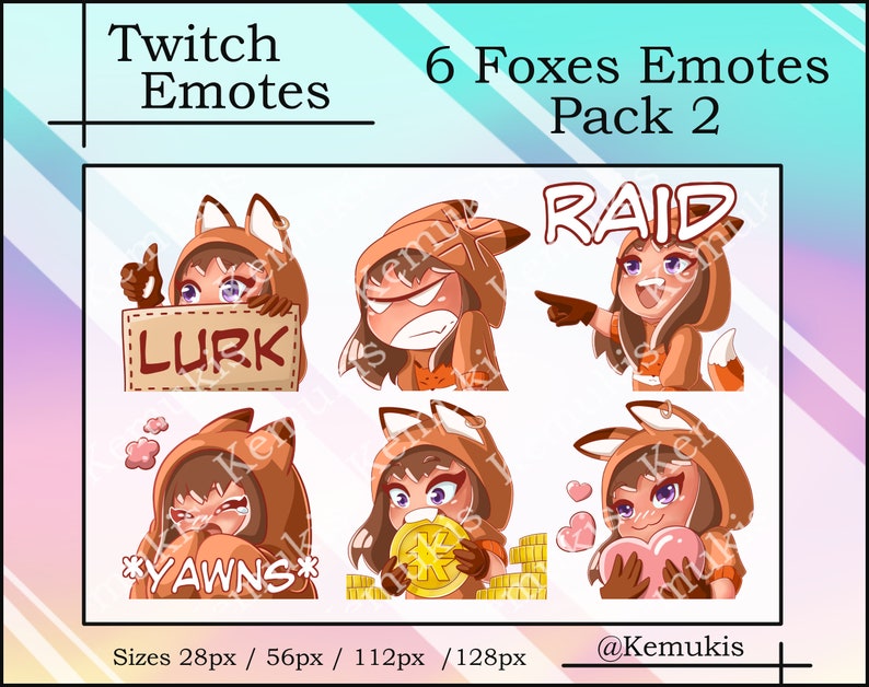 FOX EMOTES 6 Streaming Twitch Discord Youtube Cute - Etsy