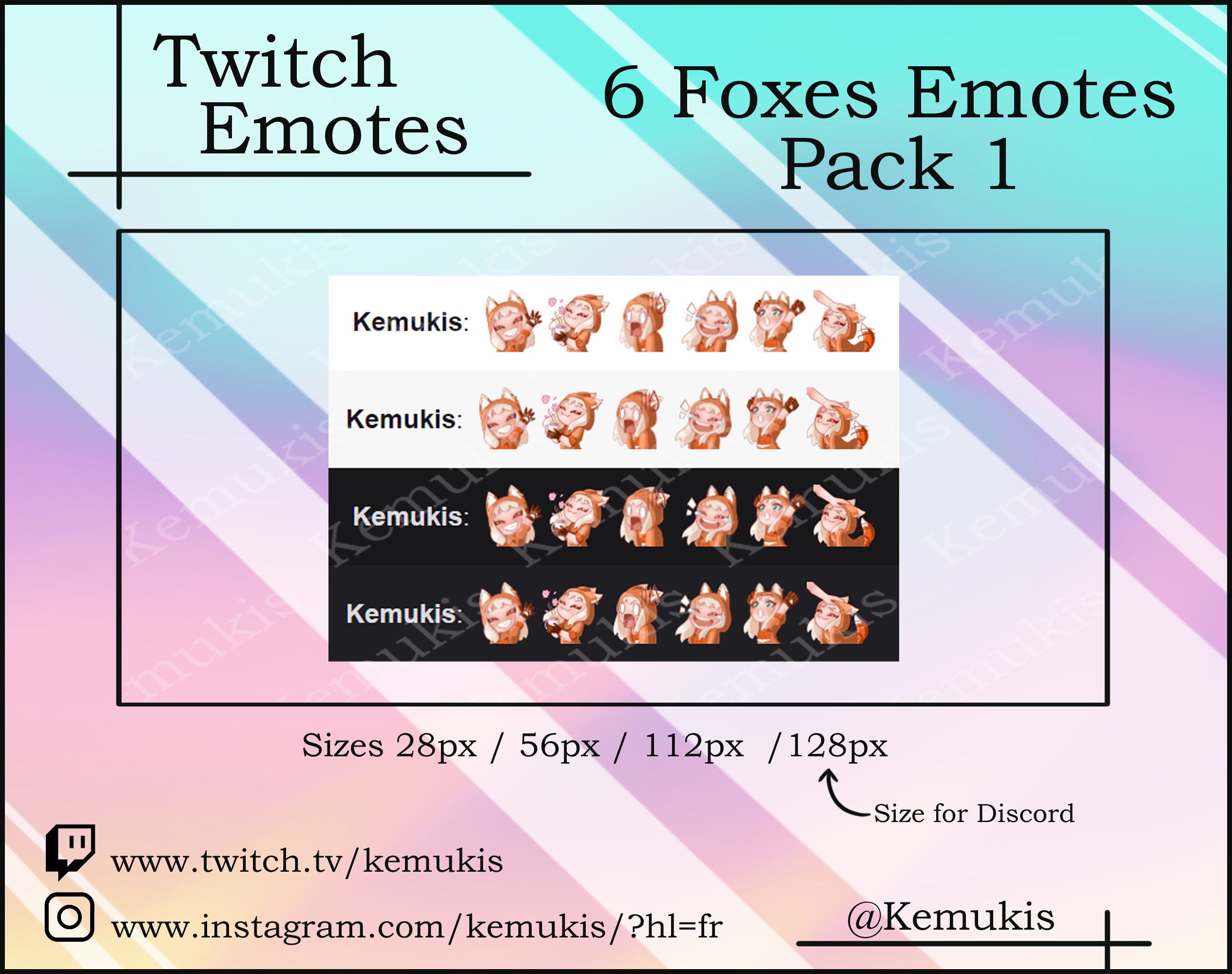 FOX EMOTES 6 Streaming Twitch Discord Youtube Cute Fox Emoji Pack PACK1 ...