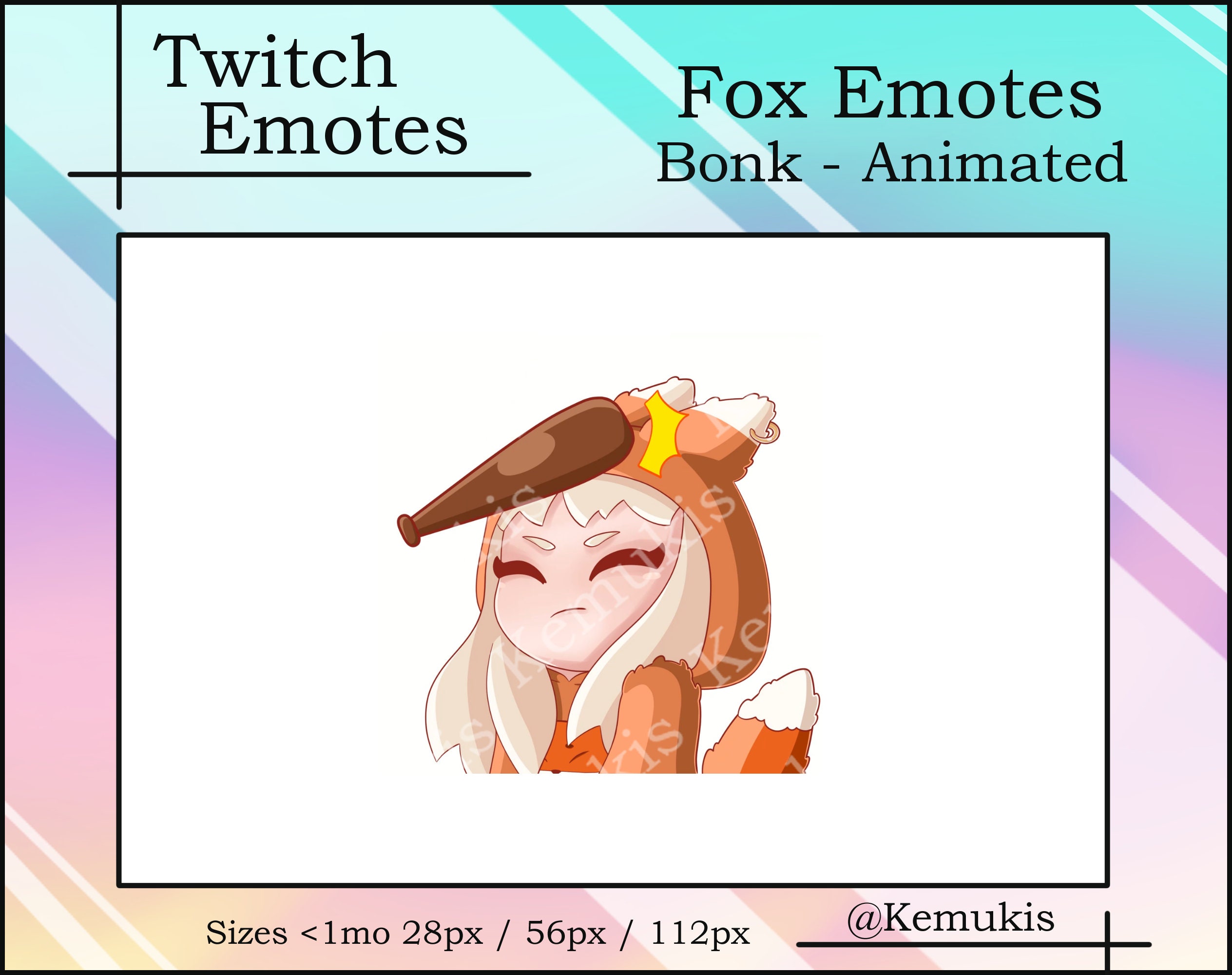 ANIMATED TWITCH EMOTES, Fox Girl With Blond Hair and Green Eyes Bonk - Etsy