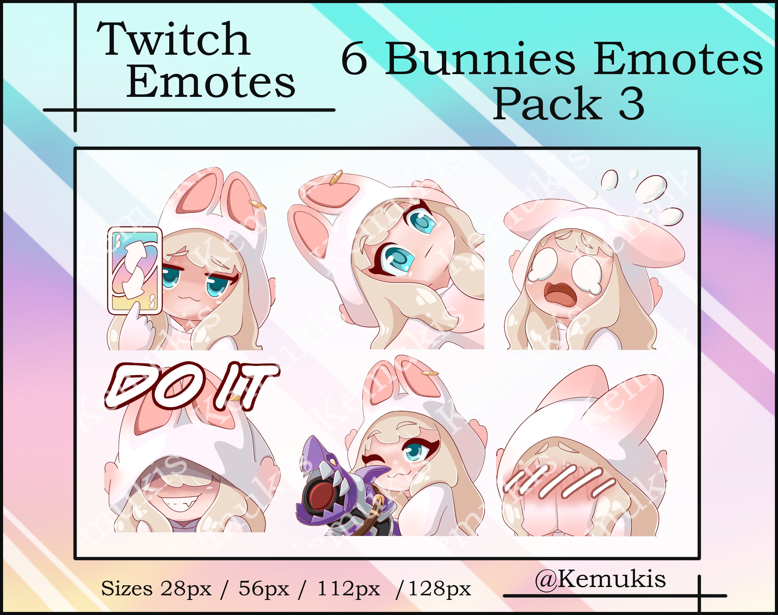 BUNNY EMOTES (6) | Streaming | Twitch | Discord | Youtube | Cute Rabbit ...