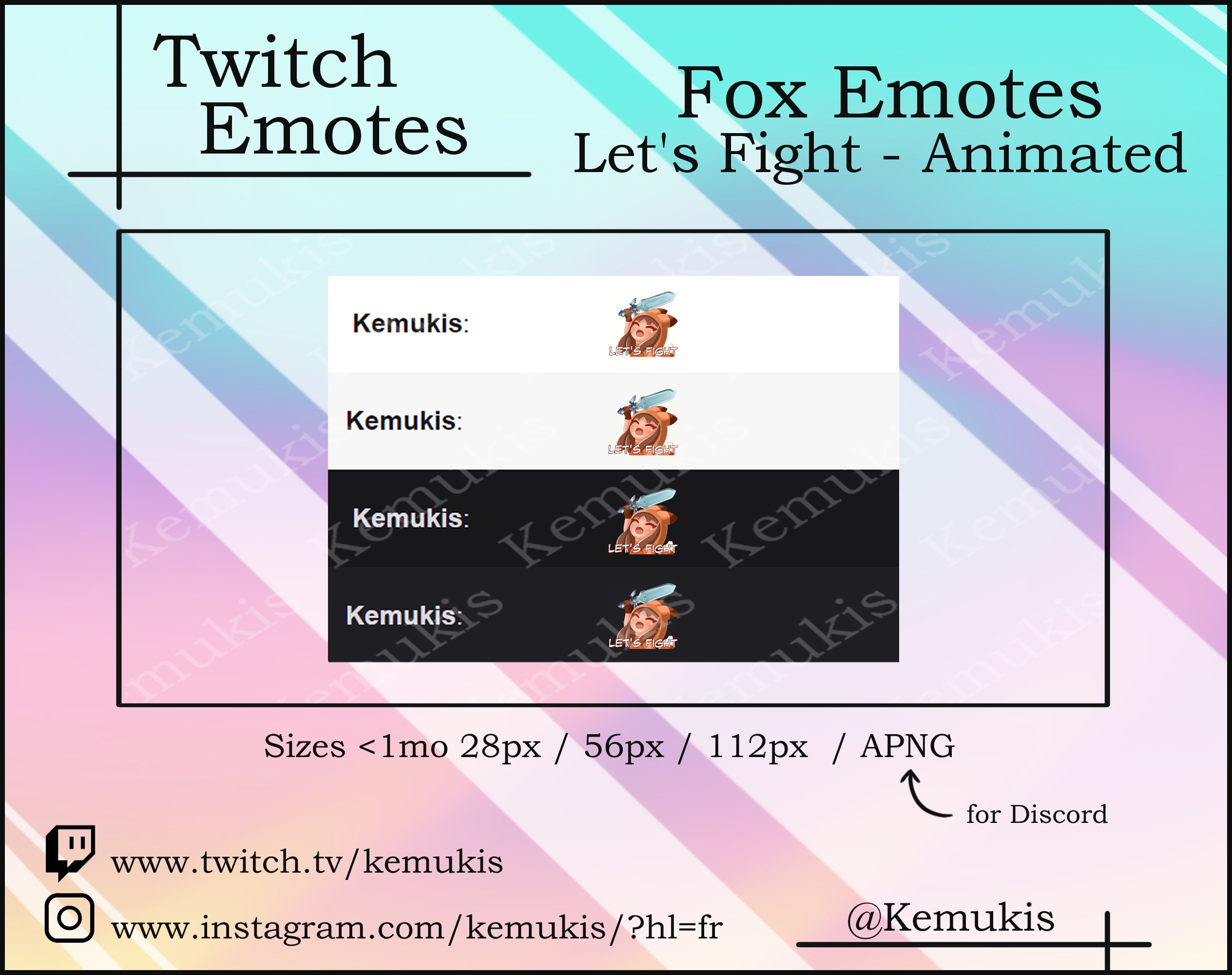 ANIMATED TWITCH EMOTES, Vixen Girl With Brown Hair and Purple Eyes Let ...