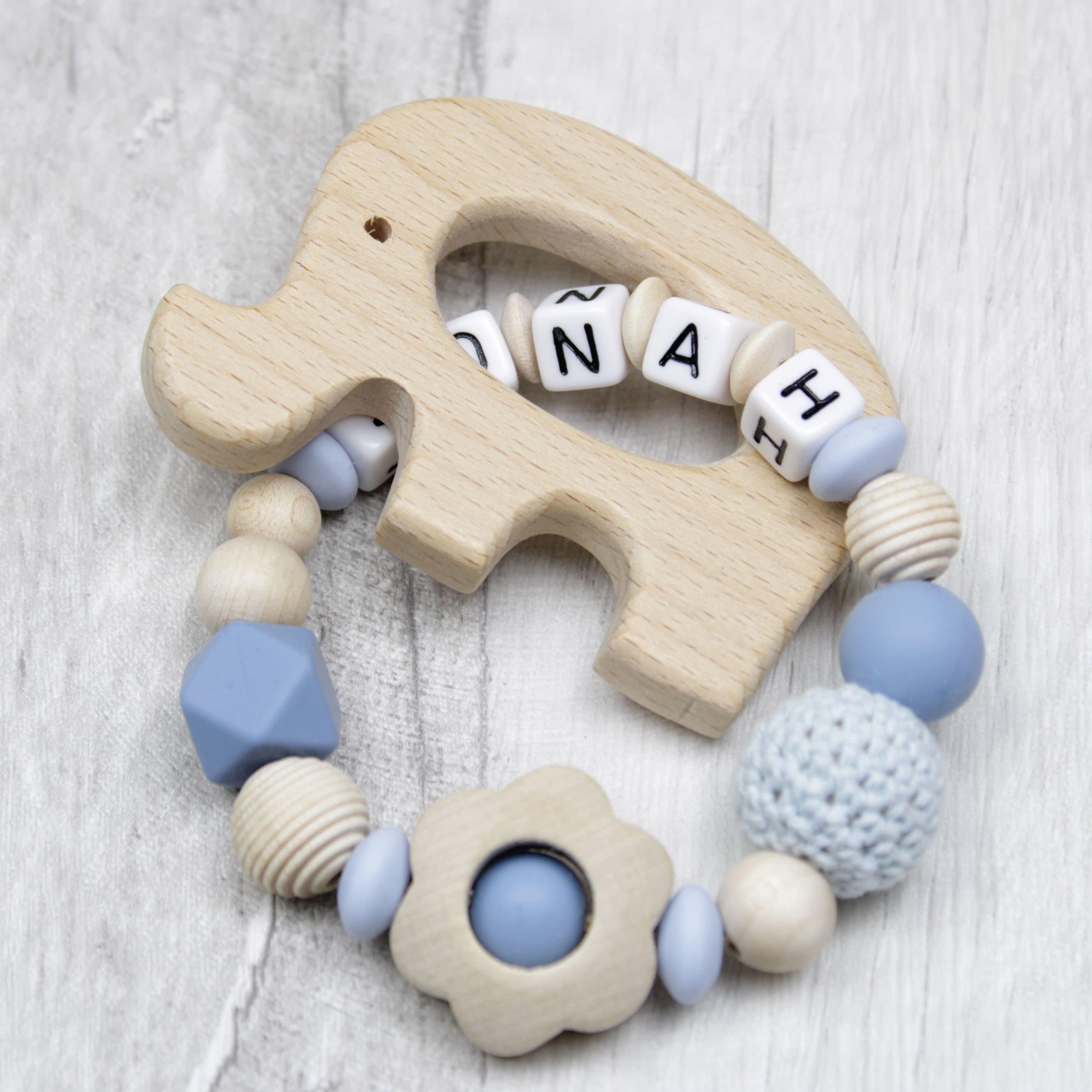 Greifling mit Namen Junge Mädchen Farbwahl Greifring Elefant ...