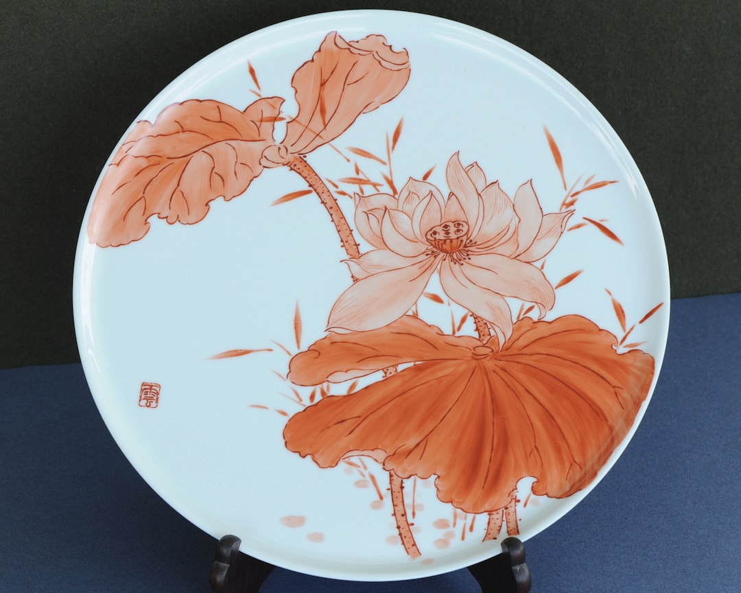 Porcelain Dessert Dish: Lotus Flower, Chinese Art, Chinese Painting ...