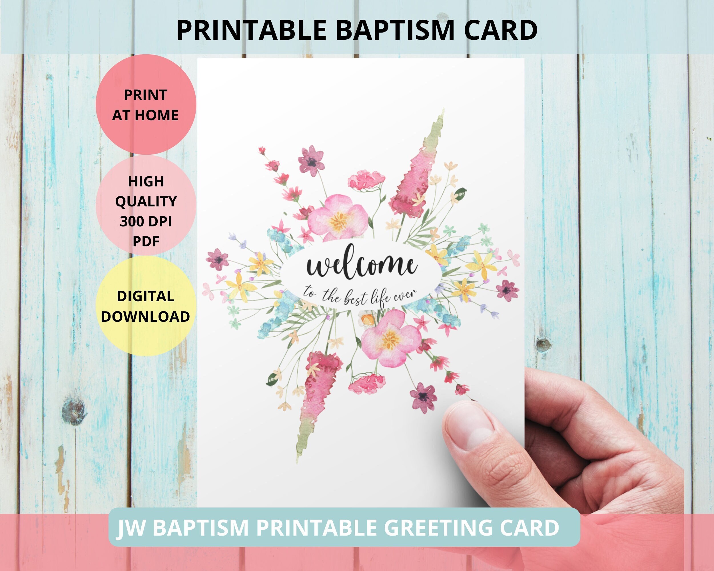 Printable Baptism Greeting Card