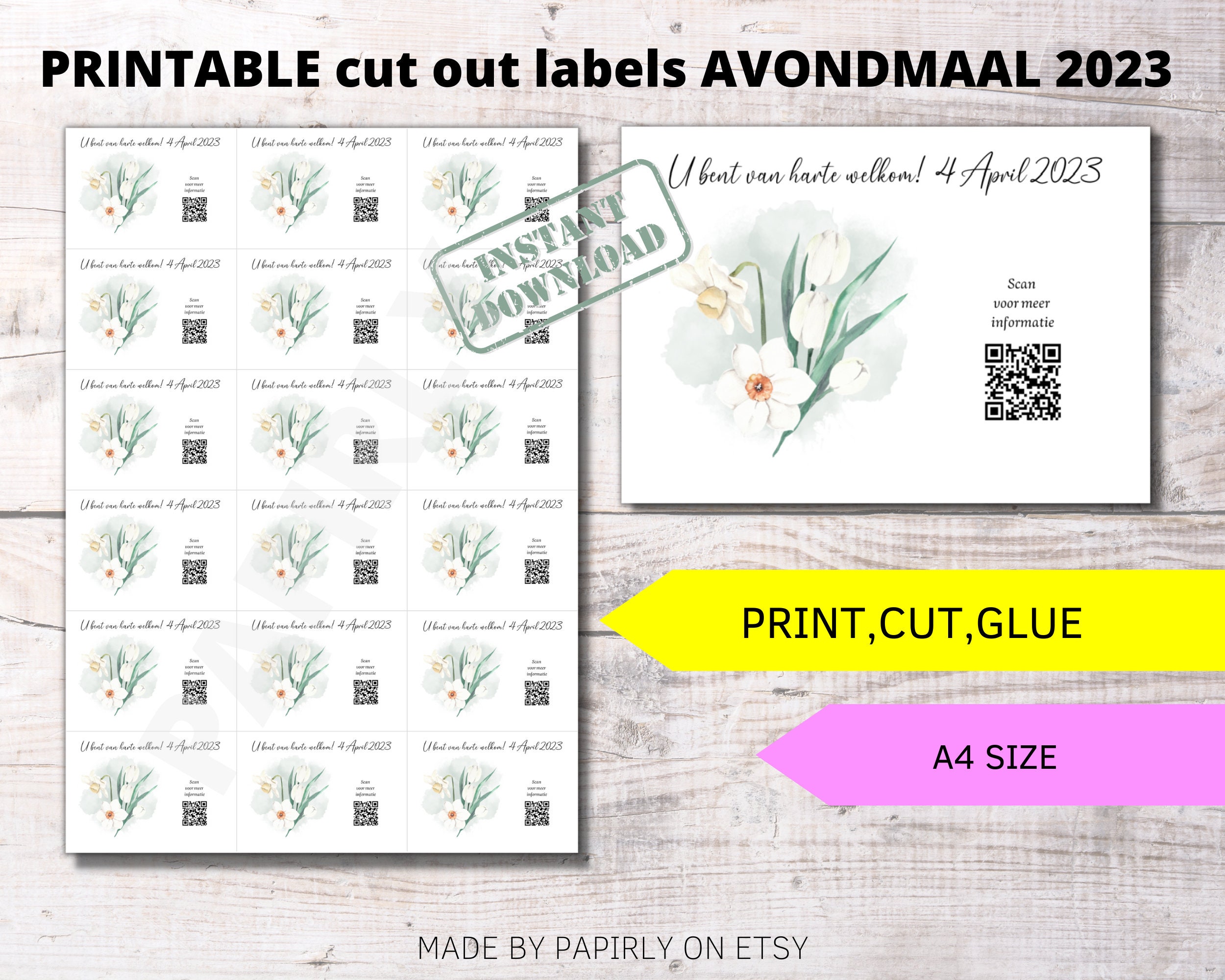 JW Memorial 2023 Printable Cards and Cut Out Label Set DUTCH With Qr ...
